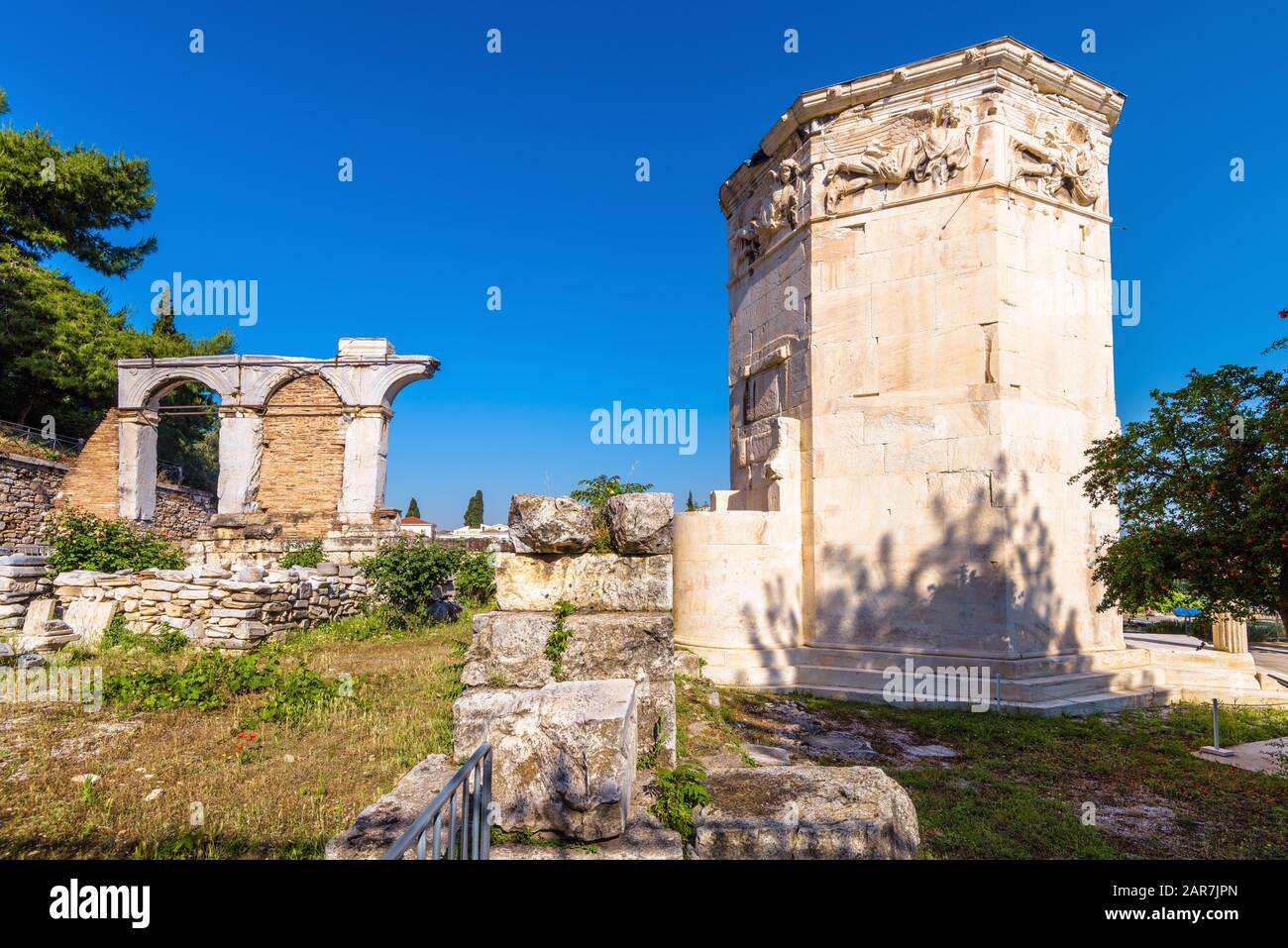 Tower of Winds or Aerides on Roman Agora, Athens, Greece. This place is ...