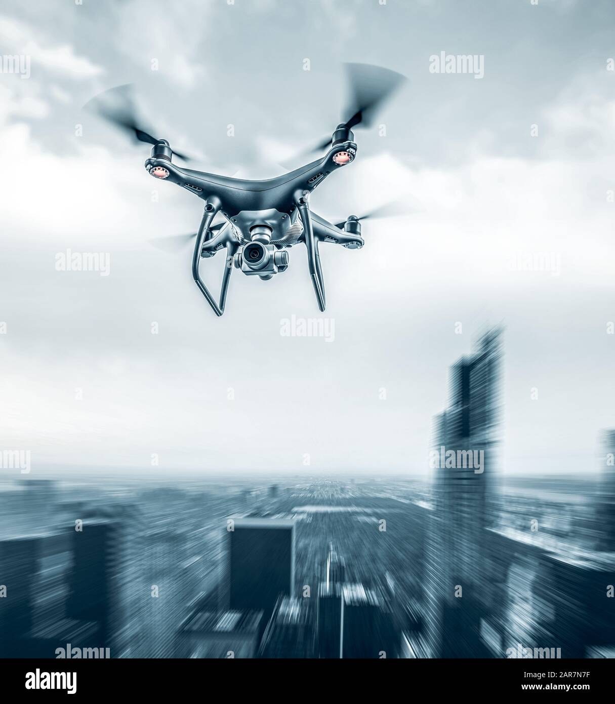 Flying high above city downtown hi-res stock photography and images - Alamy