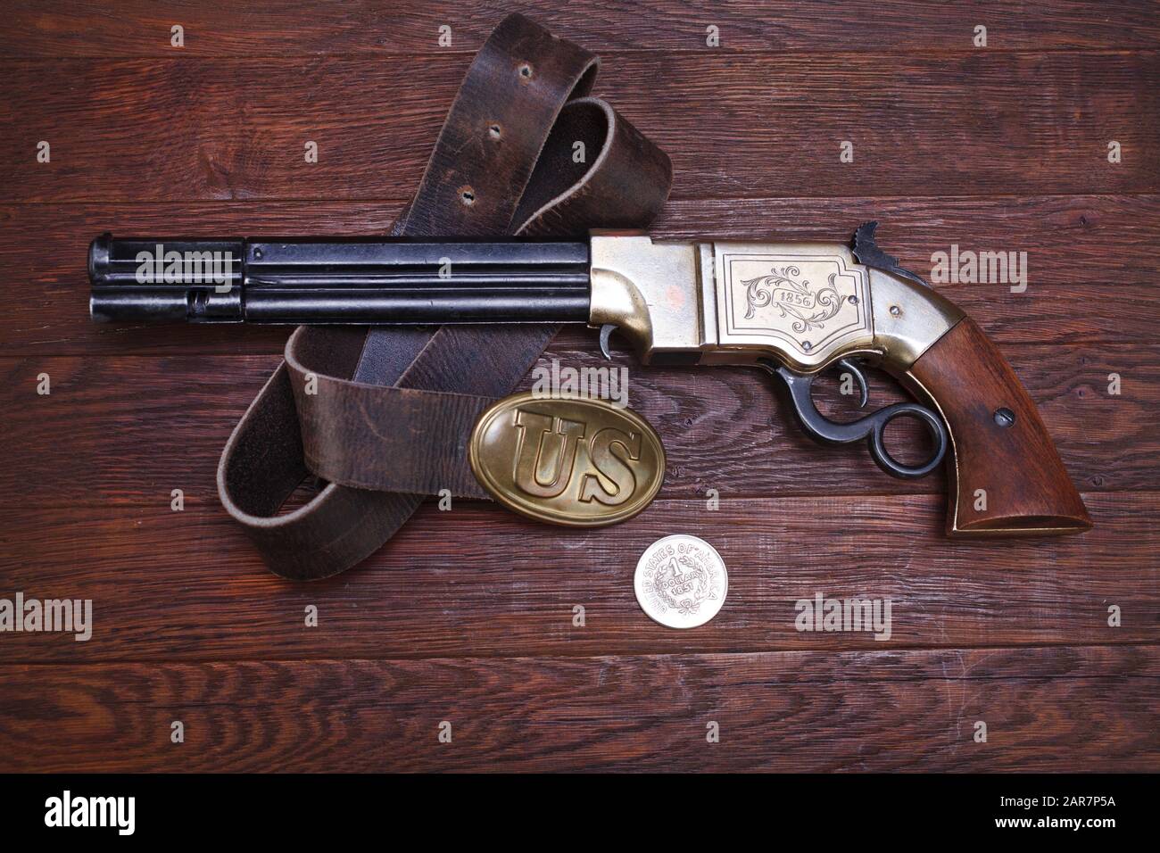 Wild West weapon - Volcanic Repeating Pistol with US Army belt with ...