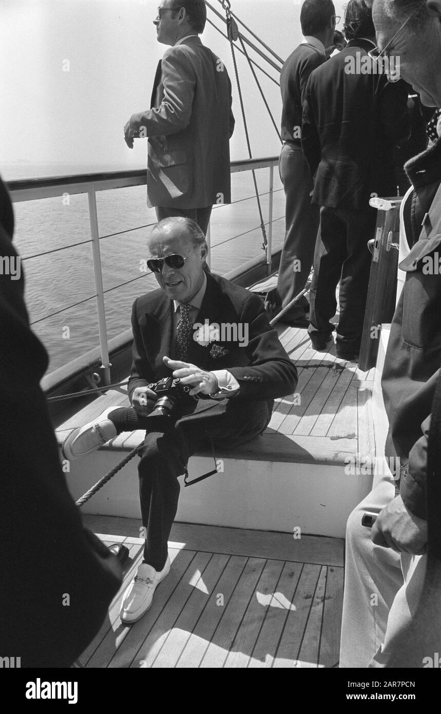 Prince Bernhard aboard the 'Eendracht' on the North Sea Prince Bernhard ...