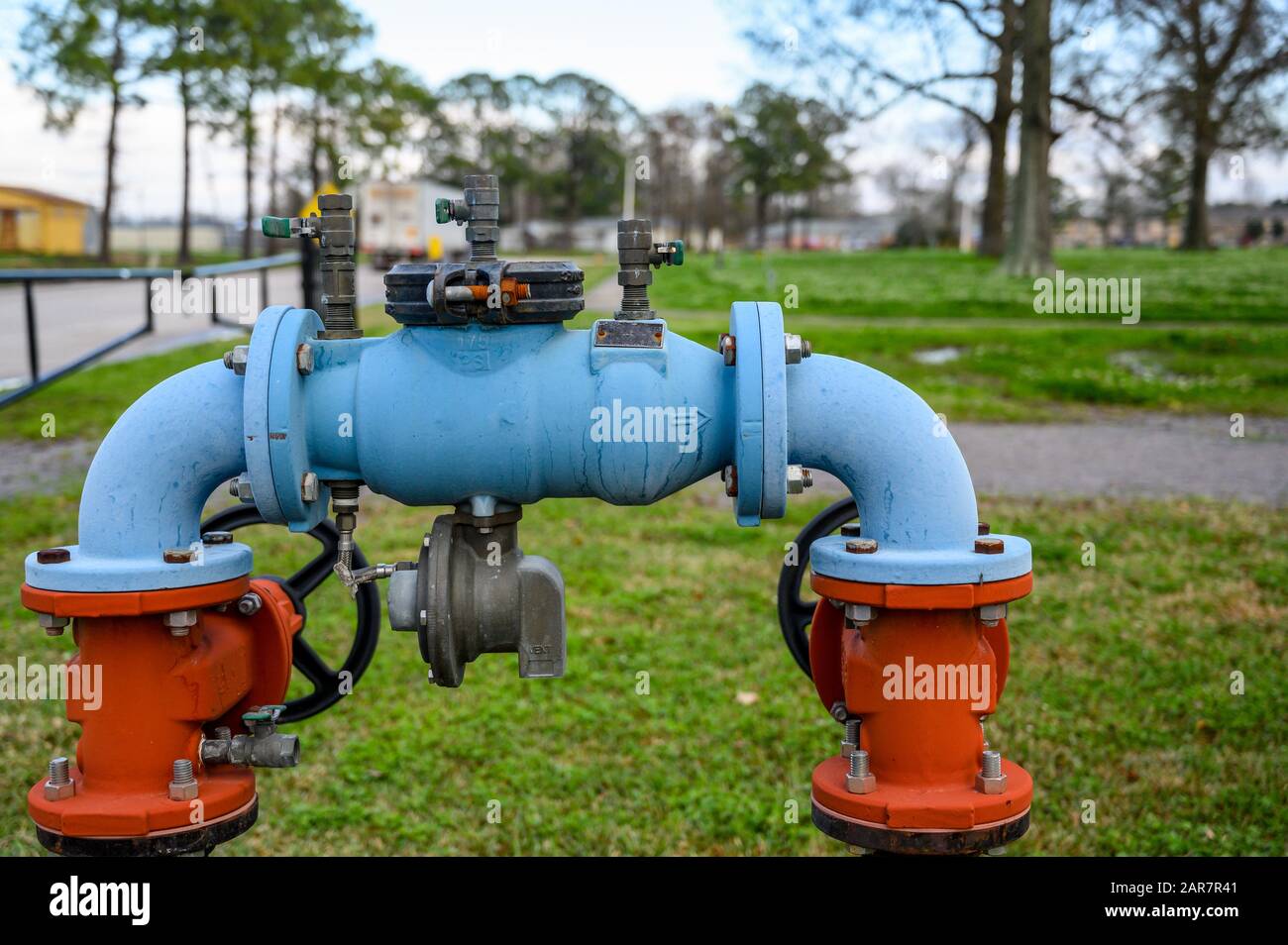 Pipe with meter, double block valves, and bleed valve Stock Photo - Alamy