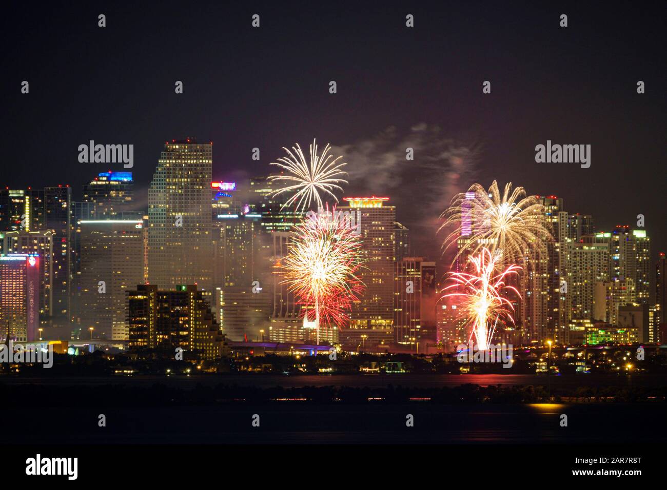 Miami Beach Florida,New Year's Eve,fireworks burst explosion display ...