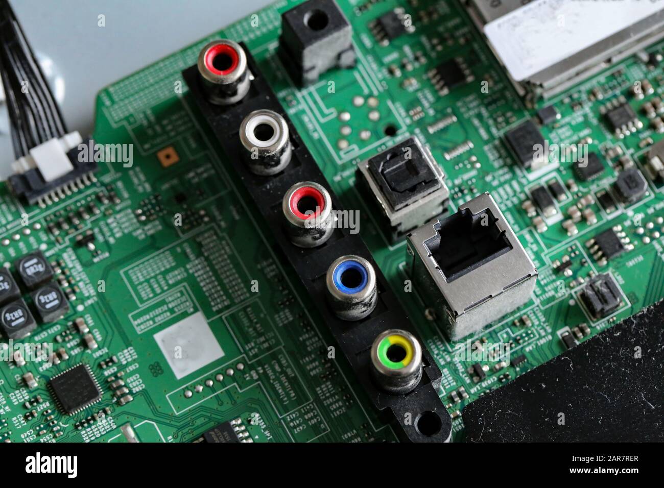 Printed board with radio parts from modern TV Stock Photo - Alamy