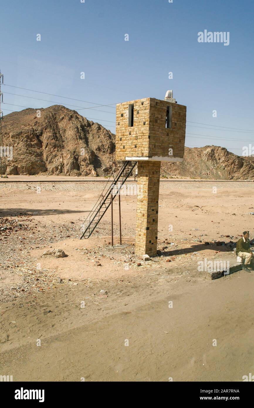 Luxor; Africa; Egypt; military guard post on the road to Luxor Stock ...
