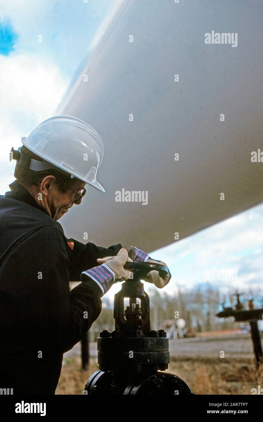 Oil and gas technician maintaining a petroleum processing plant Stock ...