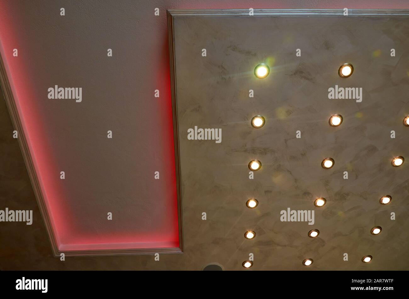 Red and white modern lights on a ceiling Stock Photo - Alamy