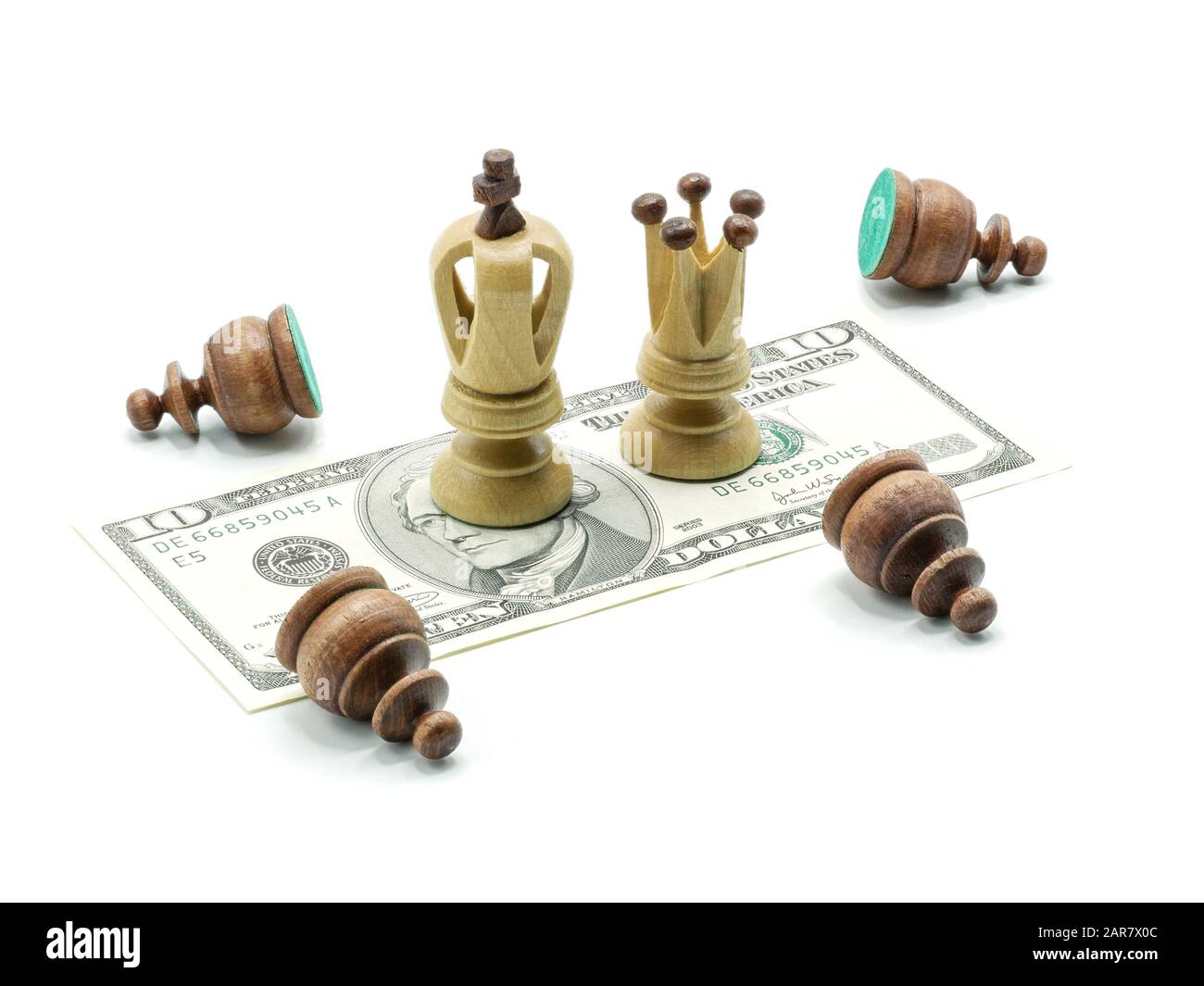 Money Rules: Defeated Black Pawn Chess Pieces Lying Around A White King ...
