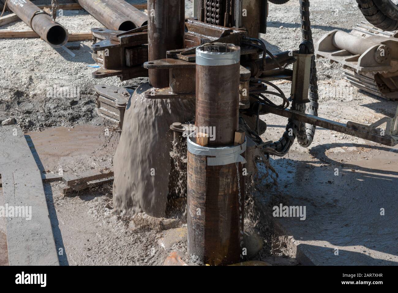 Close up of drill rig and slurry Stock Photo - Alamy