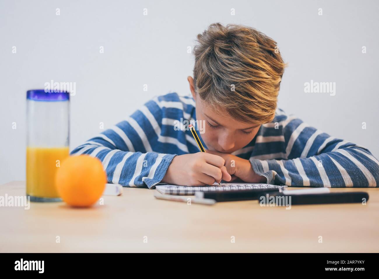 Teen Boy Writing Pen Home High Resolution Stock Photography and Images ...