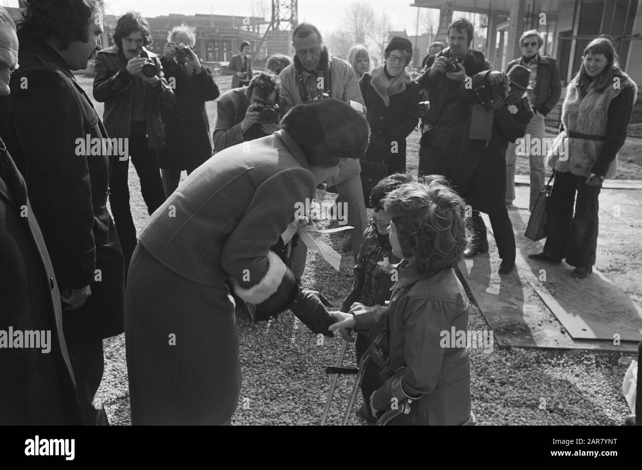 Princess beatrix lays first stone adriaan foundation hi-res stock ...