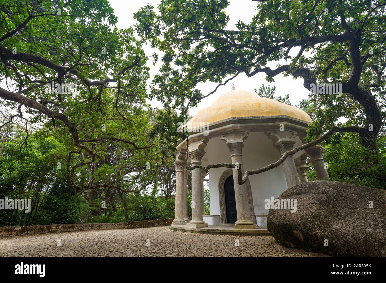 Temple of Columns, an old and small temple at the Pena Park surrounding ...