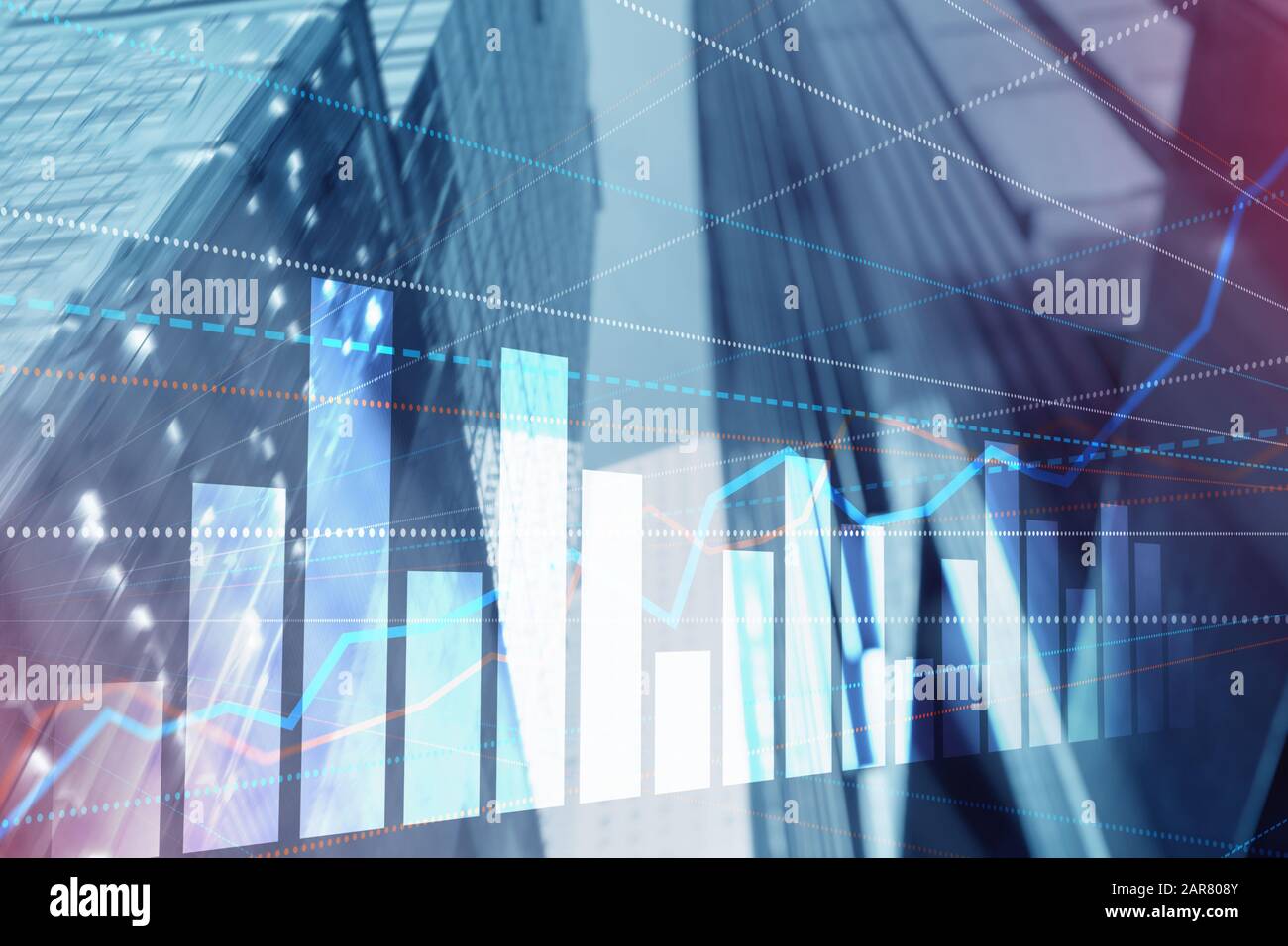 3D Graph and Lines. Hong Kong Blurred Background. For your business ...