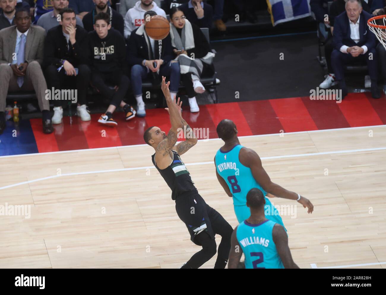 Bismack Biyombo , Marvin Williams of Charlotte Hornets and Eric Bledsoe ...