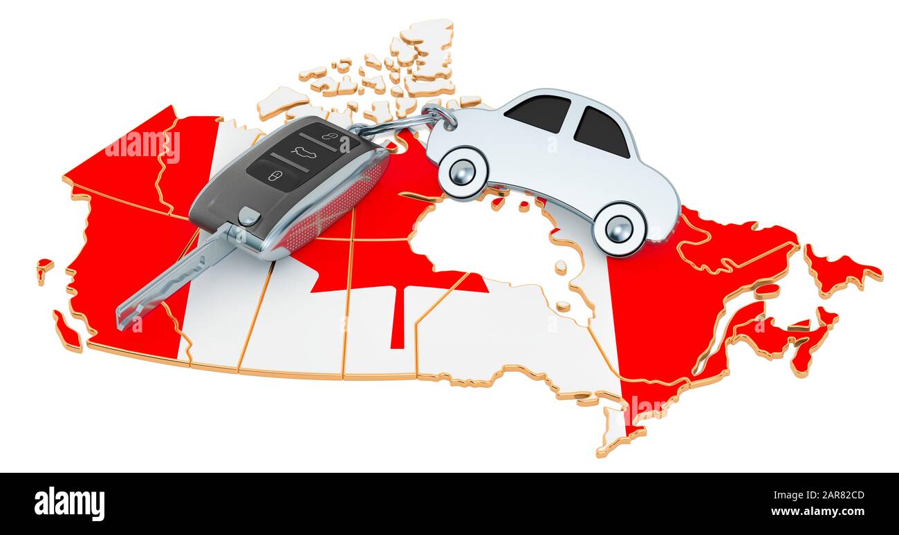 Sale or rent car in Canada concept, 3D rendering isolated on white ...