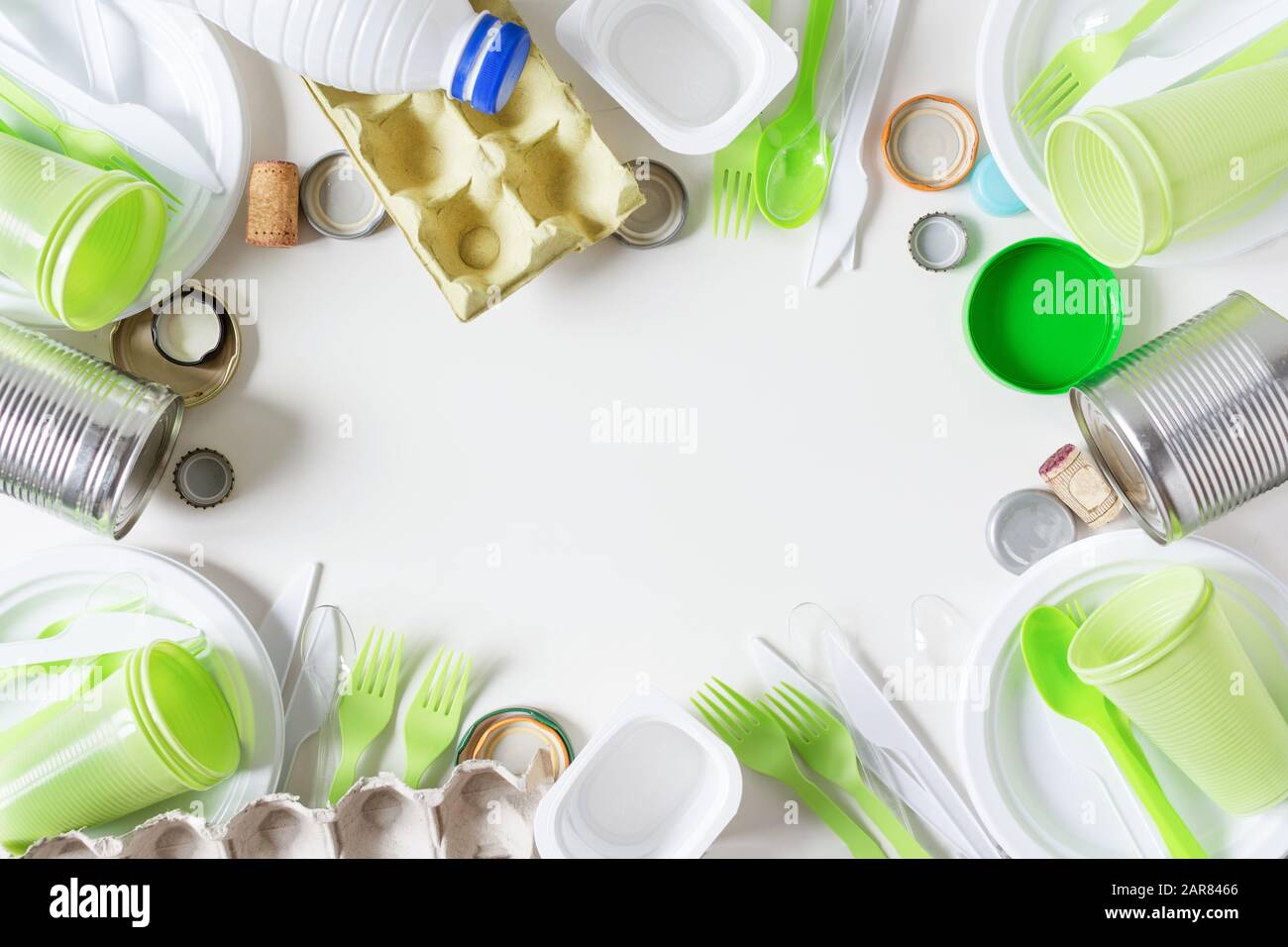 Group of garbage for recycling. Frame from segregated metal, disposable ...