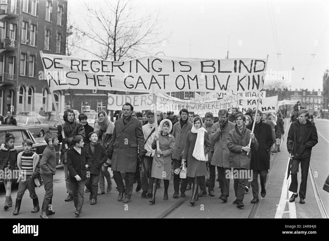 Protest march against education policy. The procession on the Dam Date ...