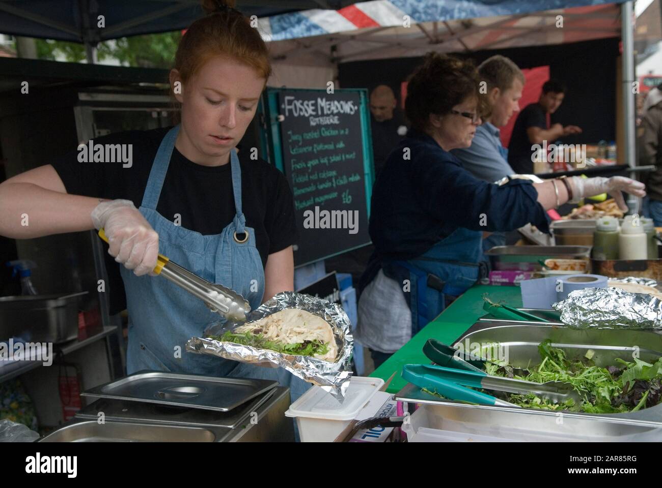 Farmers Market Highgate London UK. Fosse Meadows Farm rotisserie free ...