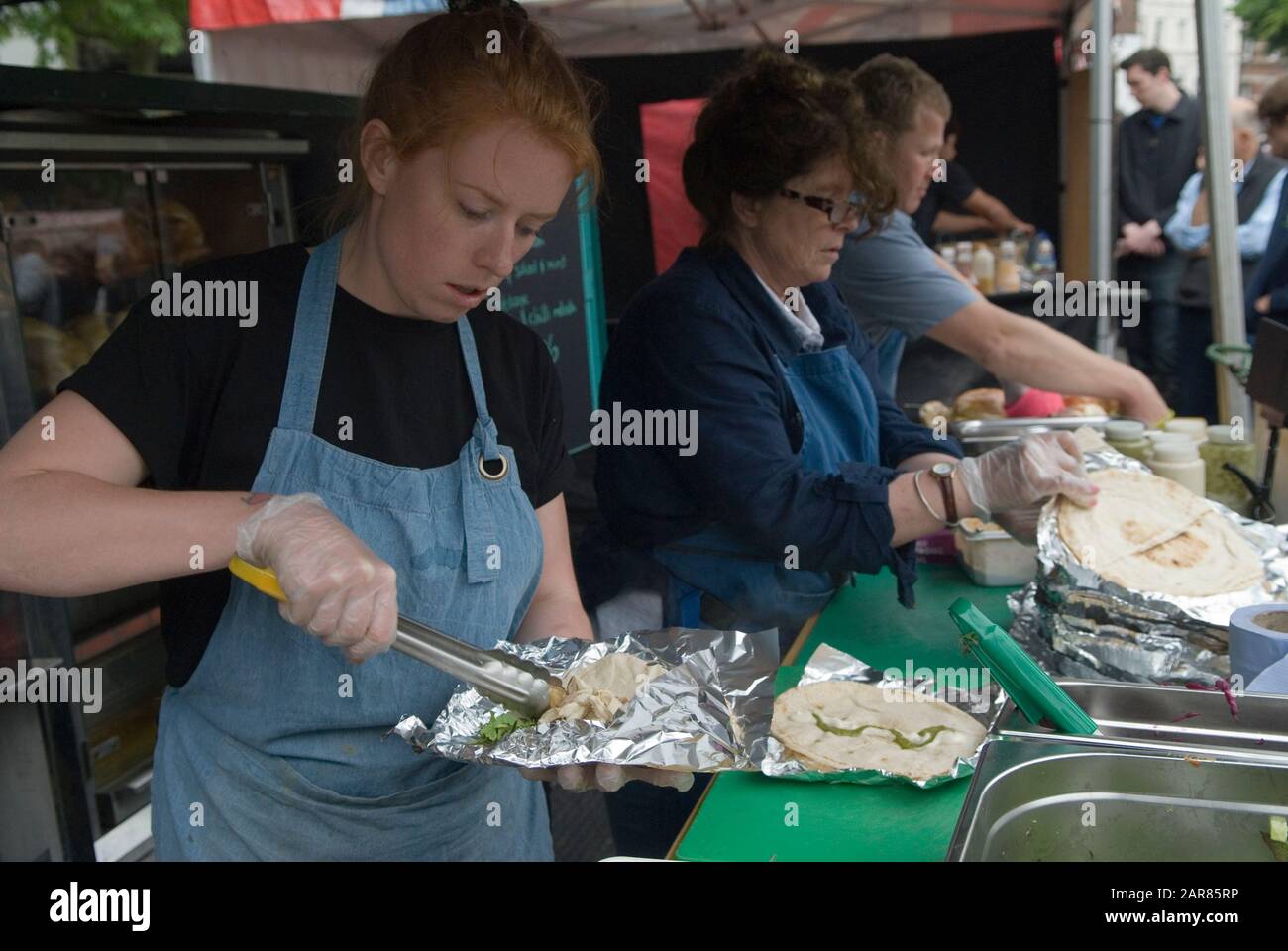 Farmers Market Highgate London UK. Fosse Meadows Farm rotisserie free ...