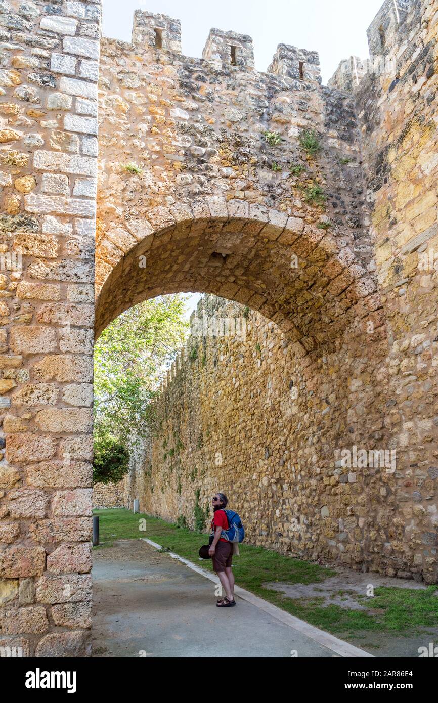 Arched entrance through town wall, Lagos, Algarve, Portugal Stock Photo ...