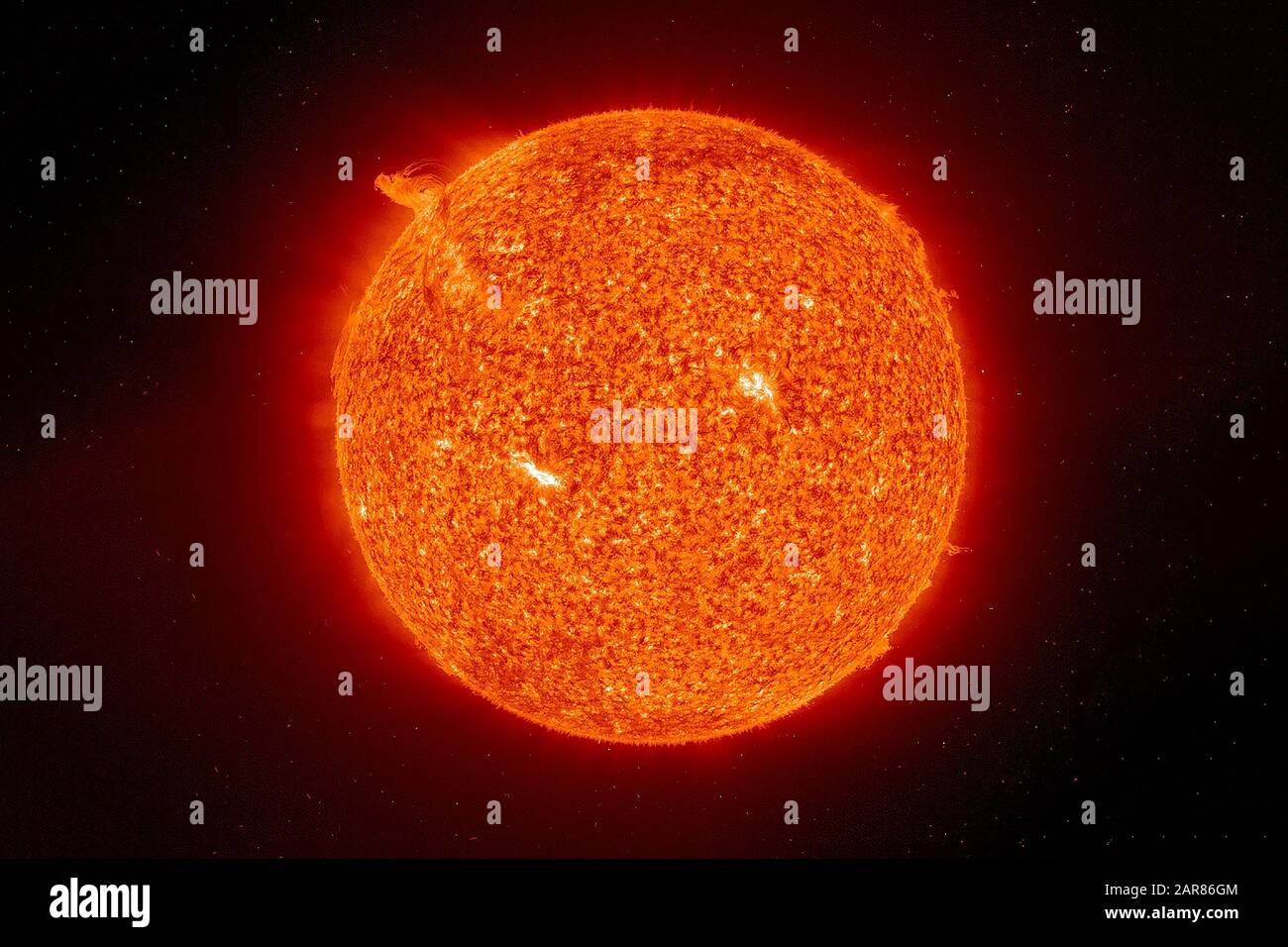 The sun, a hot star, completely. On a dark background. Elements of this ...