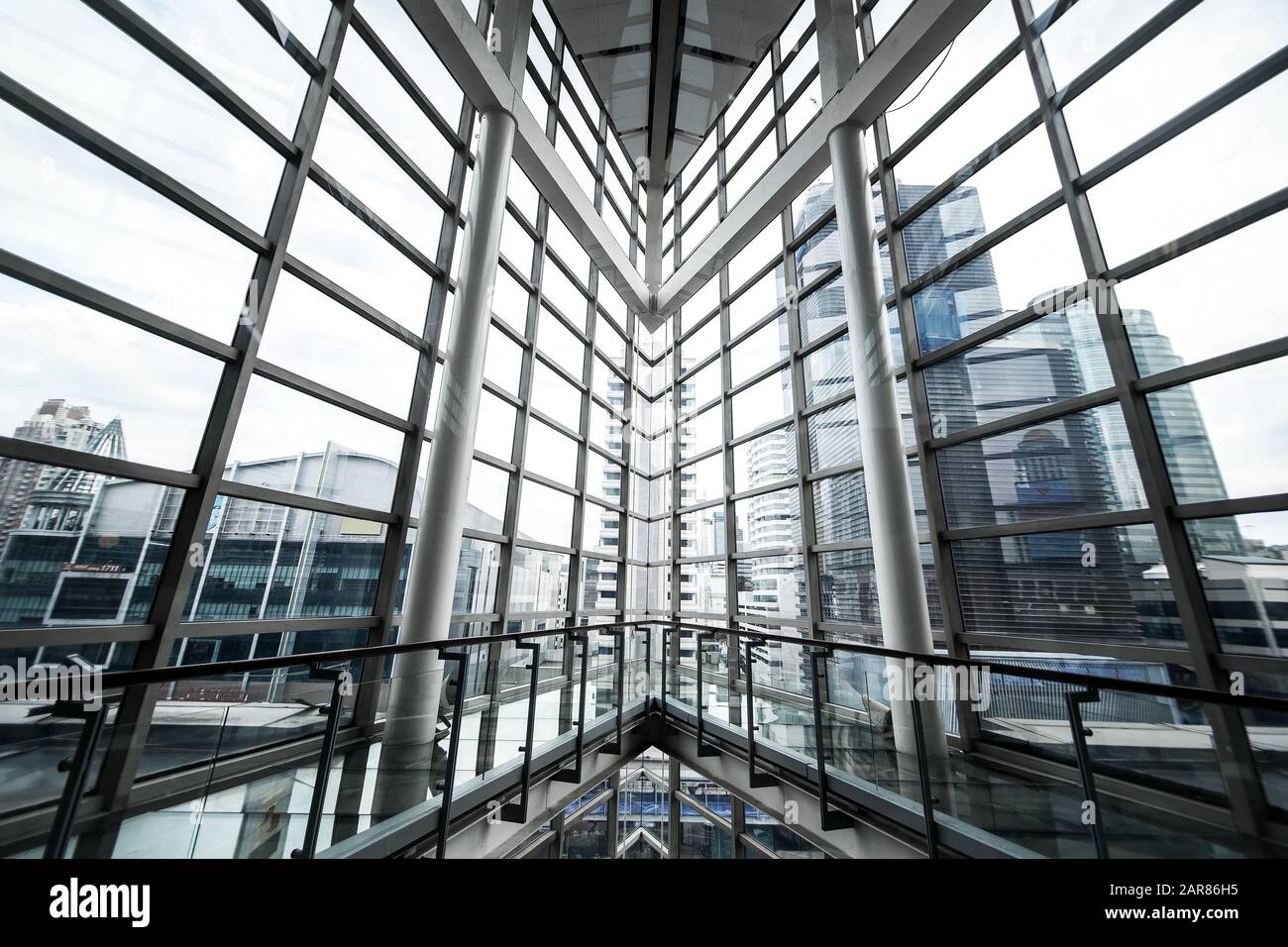 Abstract interior of a modern building. Glass and metal Stock Photo - Alamy