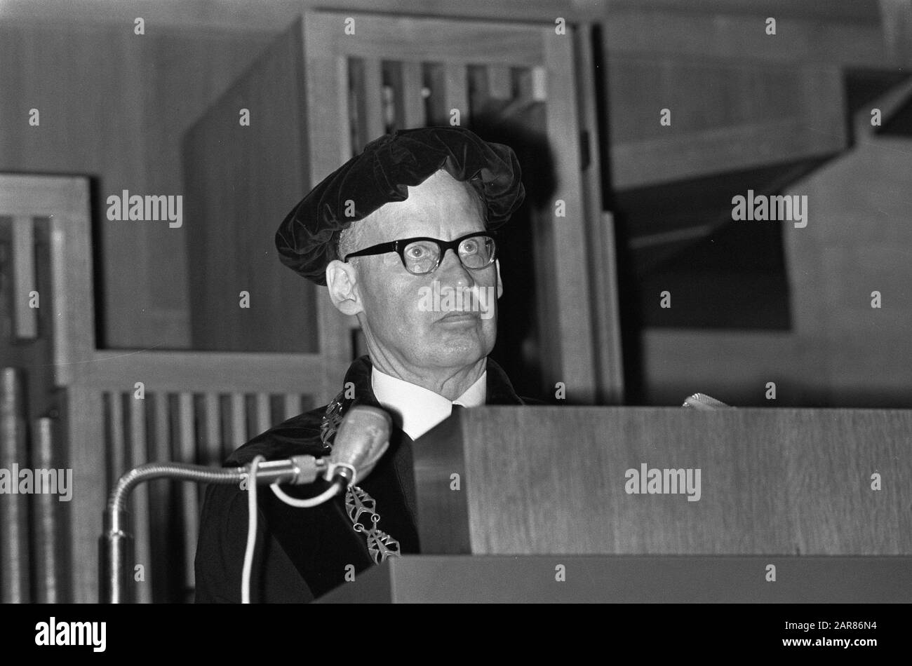 Rector-Magnificus mr. J. A. Diepenhorst during opening speech academic ...