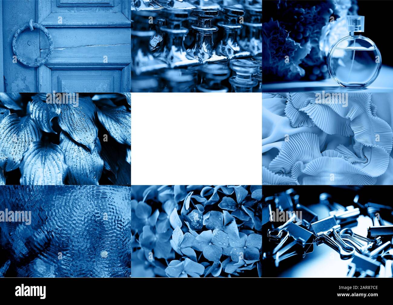 Collage in color 2020 classic blue.Trend, Horizontal frame Stock Photo ...