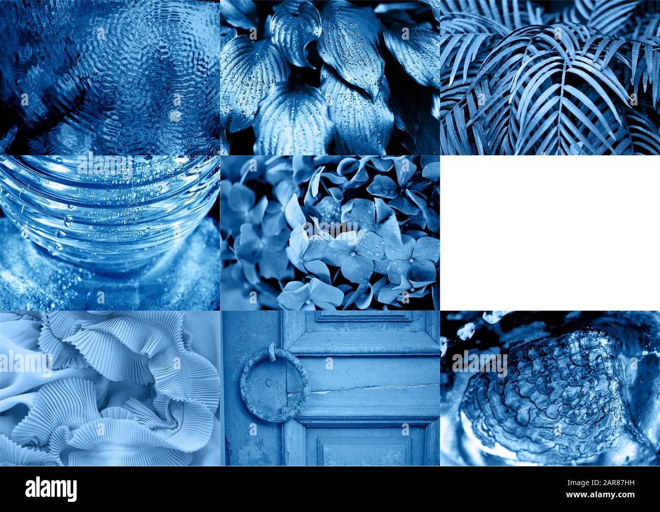 Collage in color 2020 classic blue.Trend, Horizontal frame Stock Photo ...