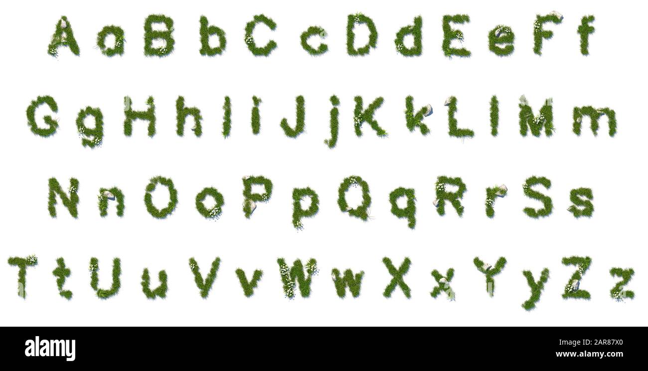 English alphabet letters made with rendered grass to write your own ...