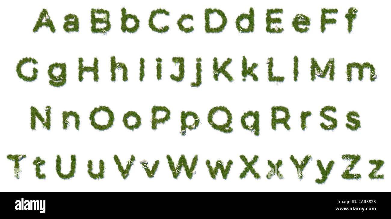 English alphabet letters made with rendered grass to write your own ...