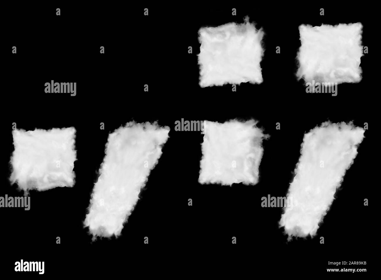 Symbols comma, dot, column, semicolon made of clouds on black ...