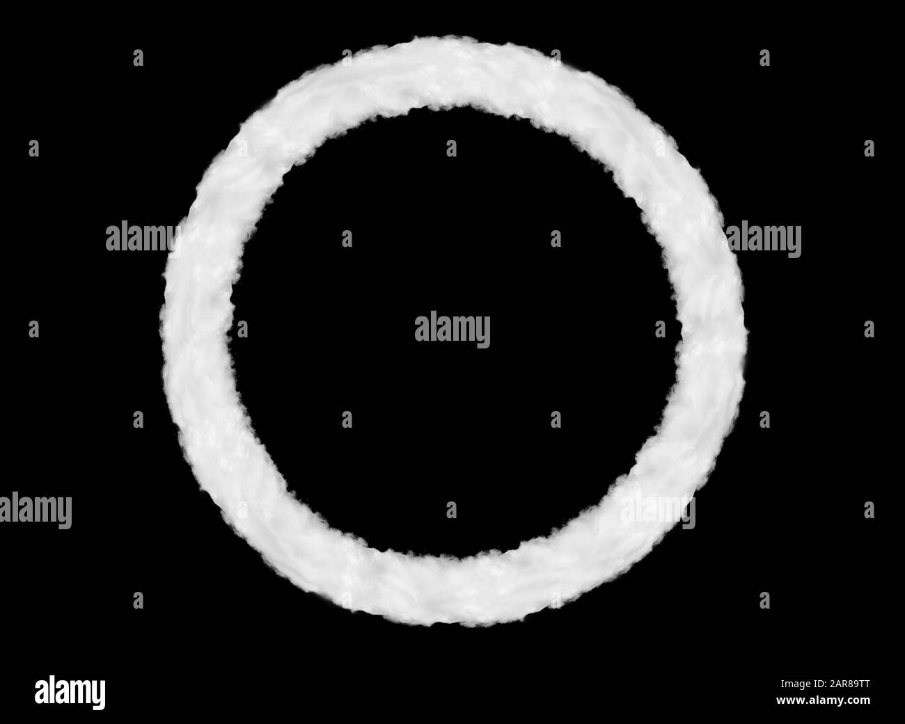 Circle form icon shape made of clouds on black background ready for ...