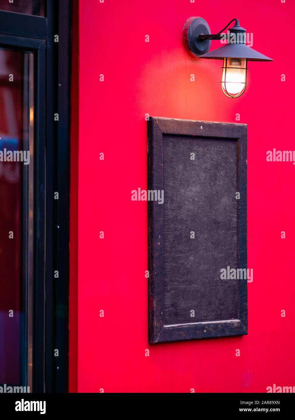 Rectangular real wooden painted sign with lighting from above ...