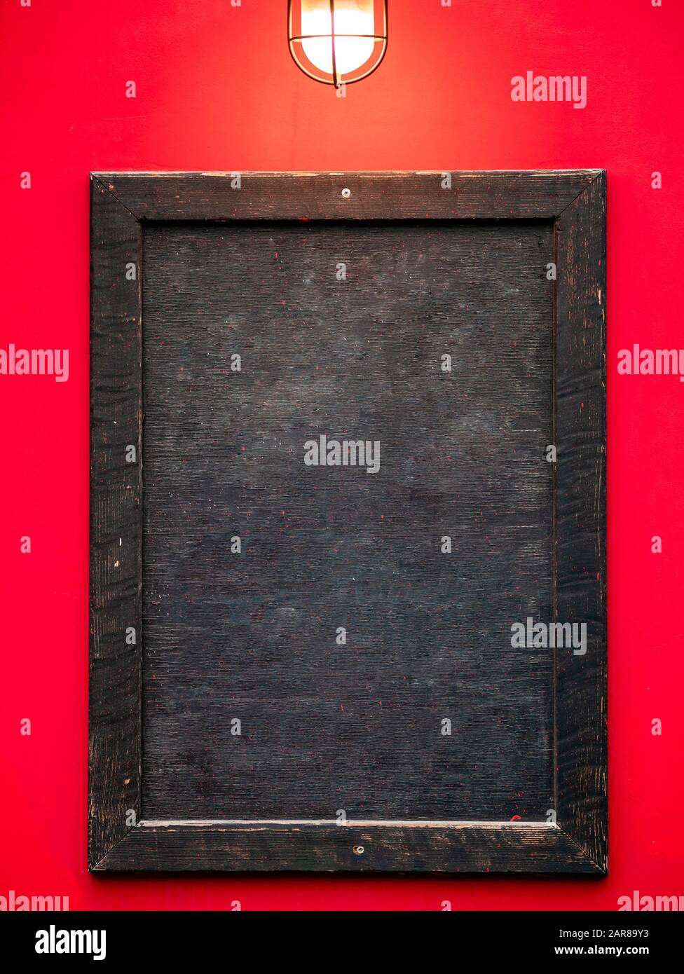Rectangular real wooden painted sign with lighting from above ...