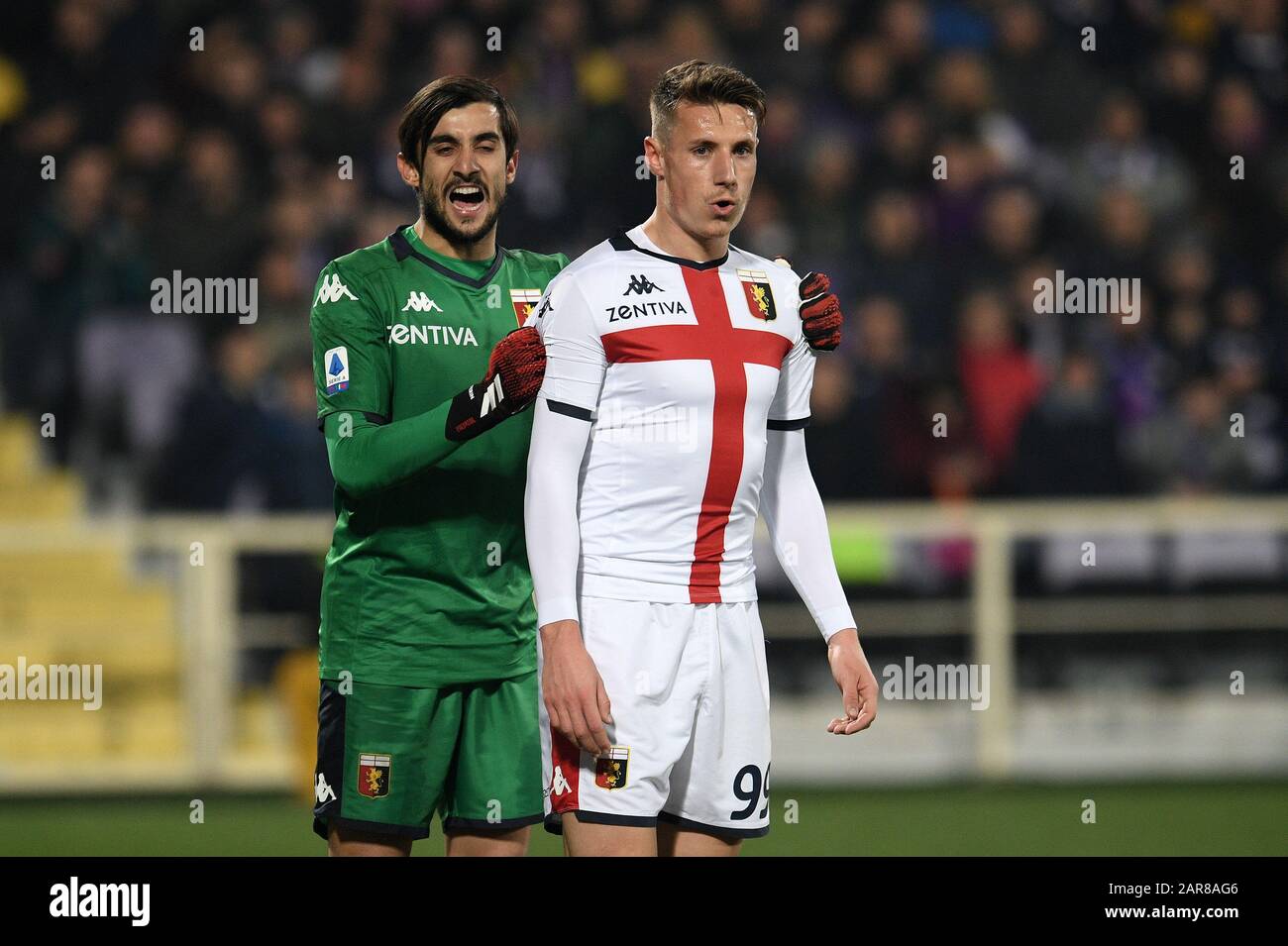 Mattia perin genoa and andrea pinamonti genoa hi-res stock photography ...