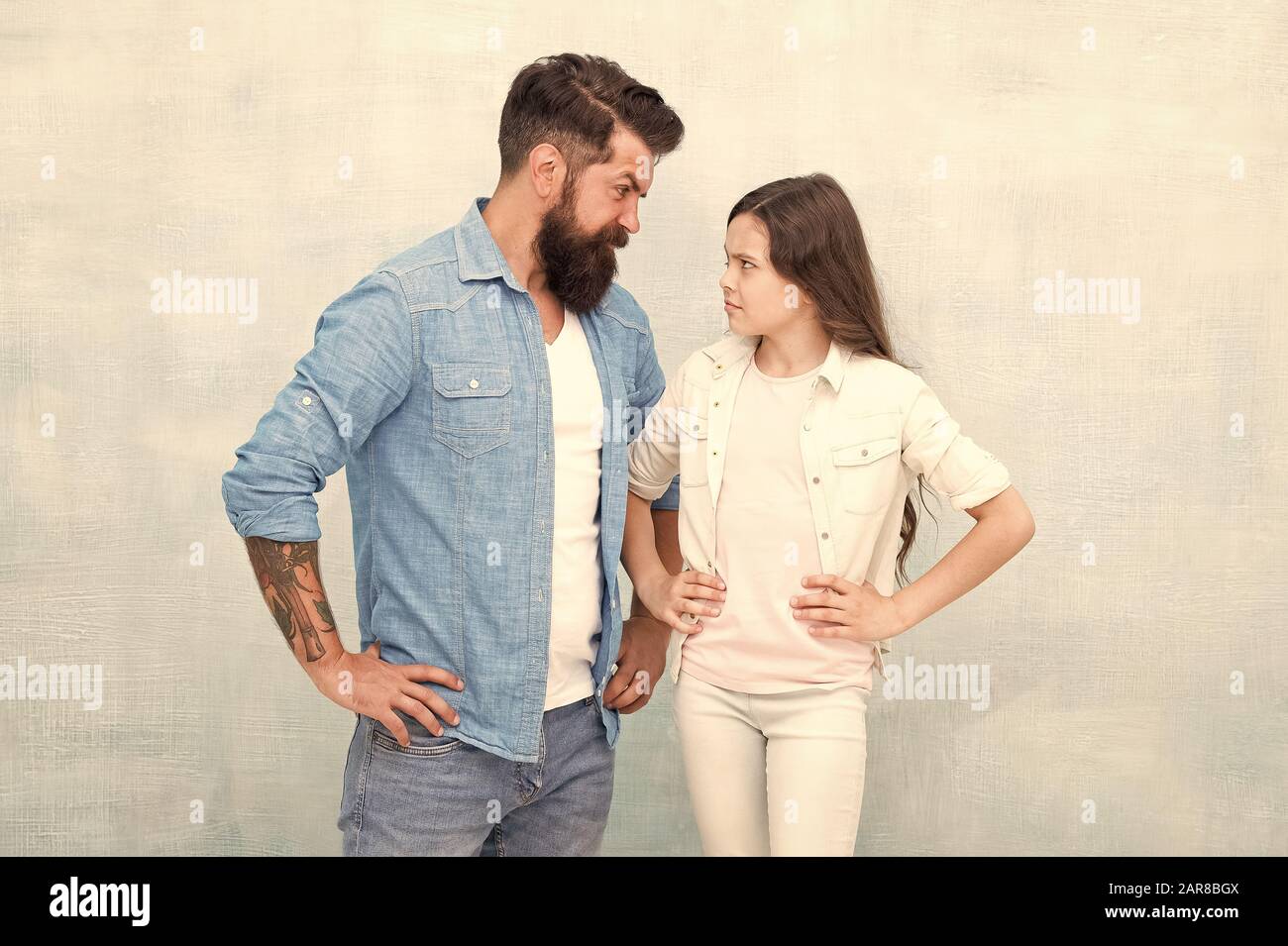 Conflict and offence. Sometimes parenting is about misunderstanding. Family conflict. Bearded ...