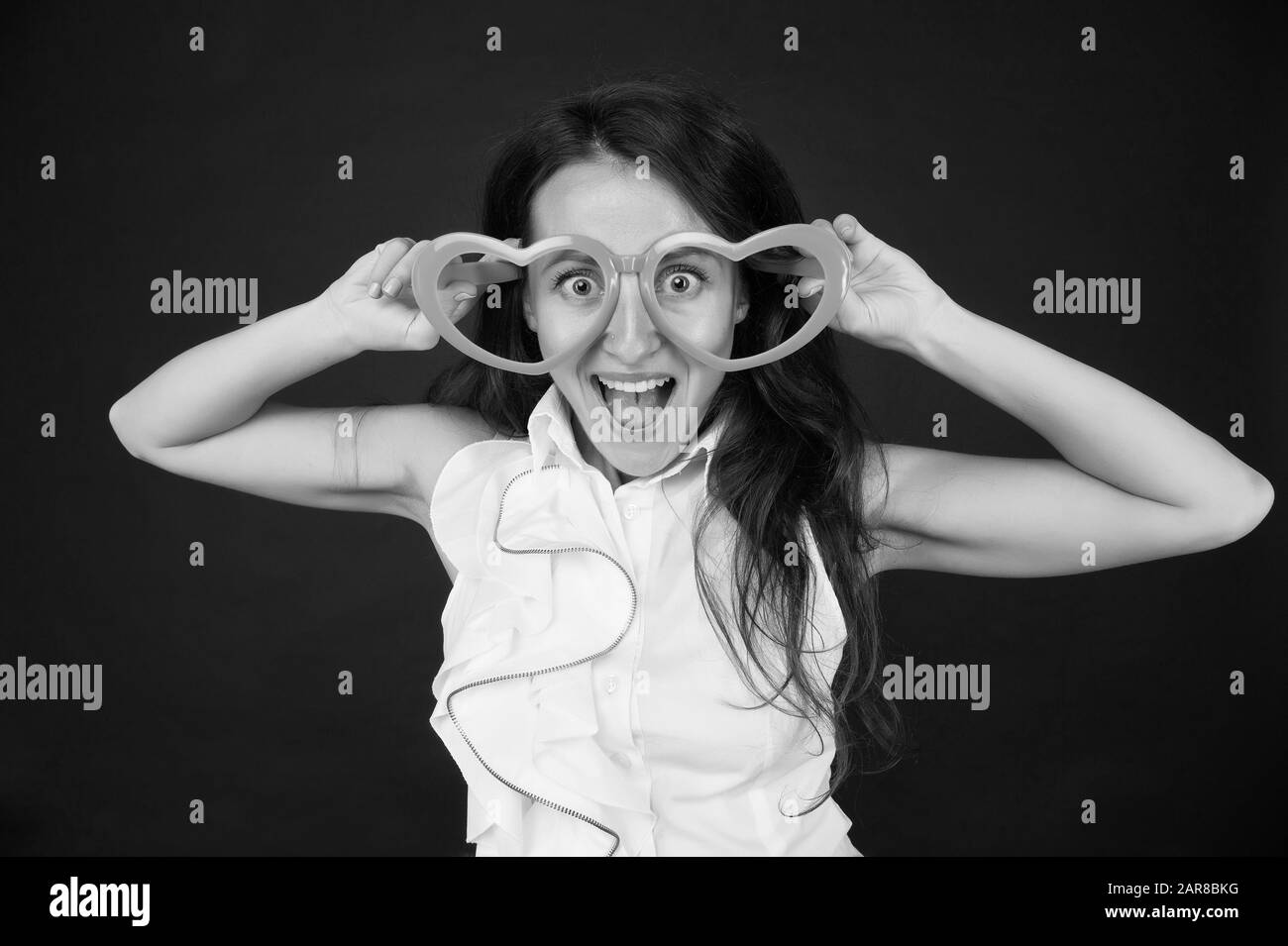 Girl in glasses face Black and White Stock Photos & Images - Alamy