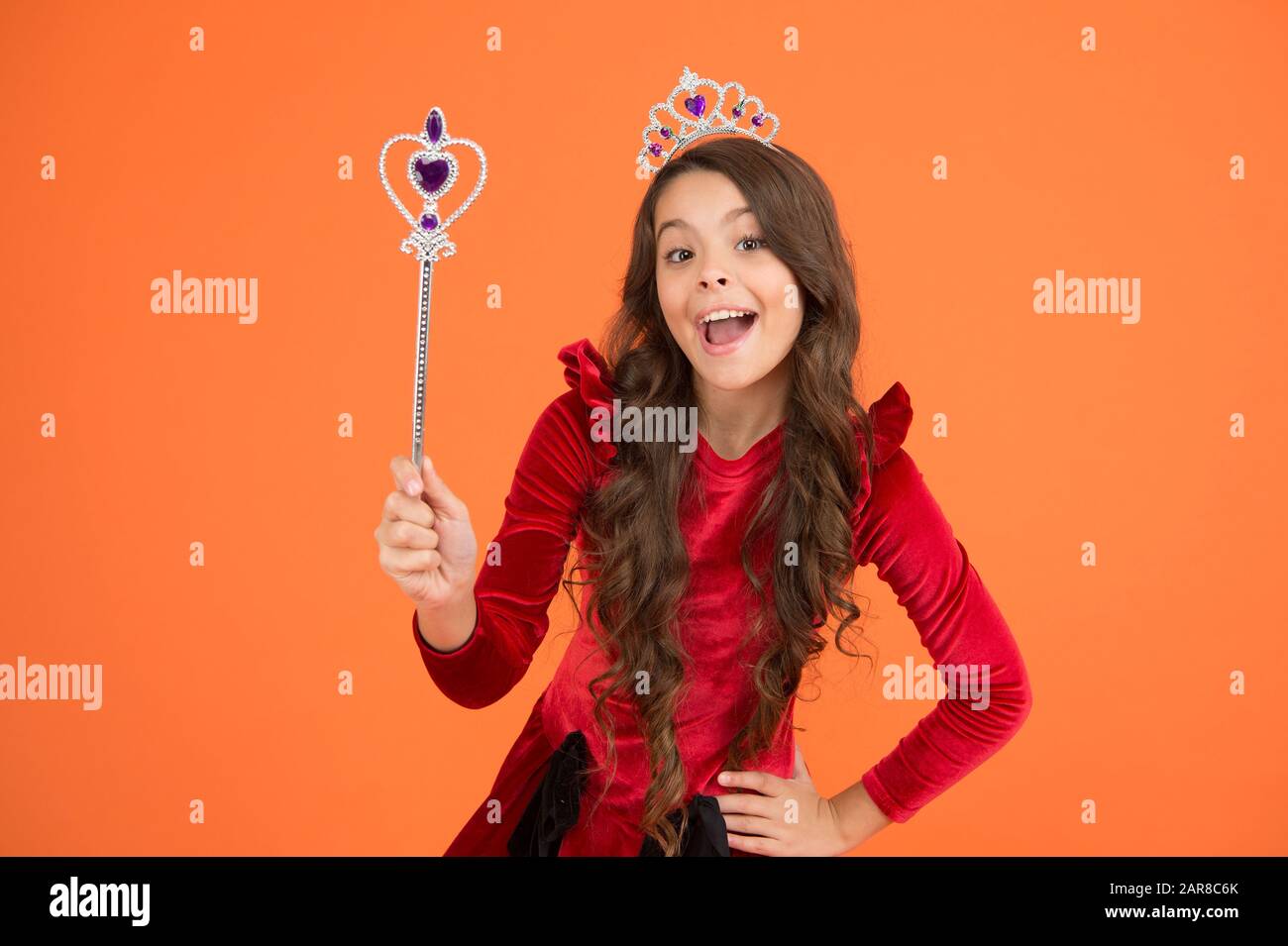 Excited baby. Halloween holiday. Magical transformation. Imagine. Magic ...