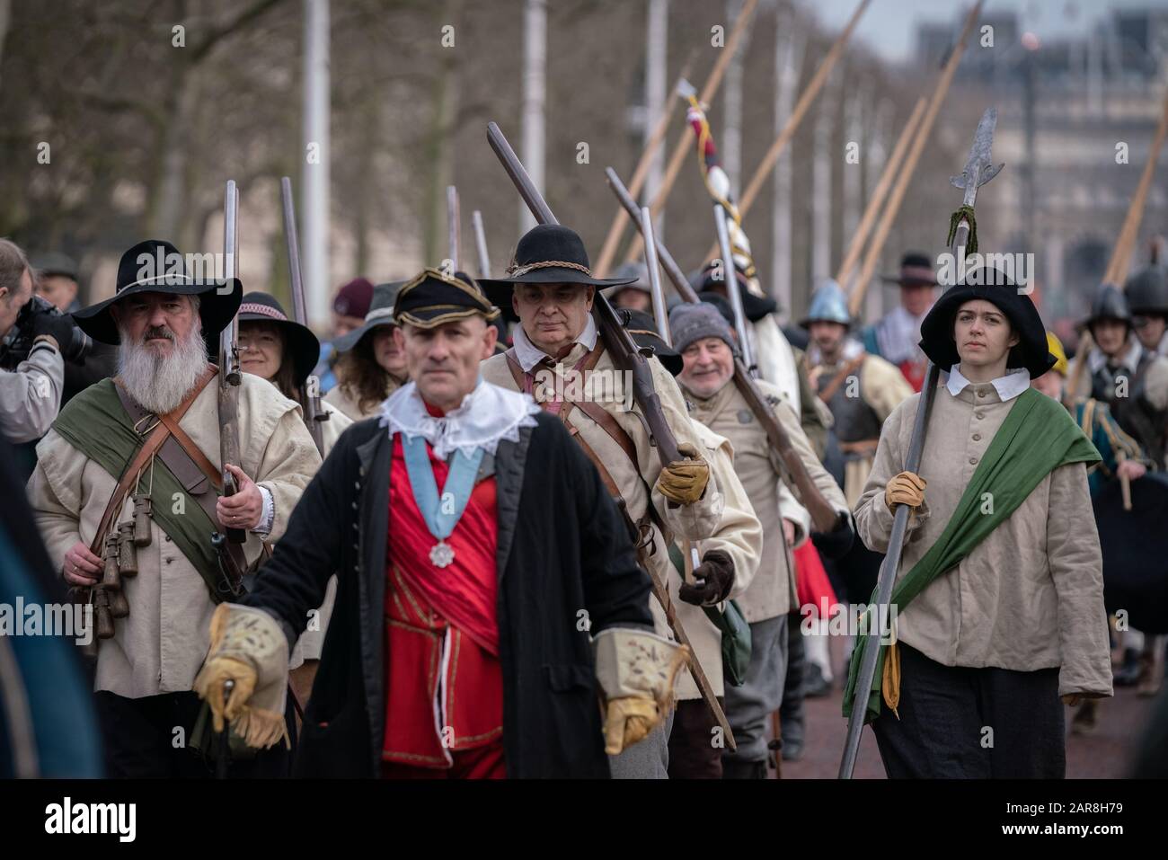 Annual re-enactment of King Charles I execution parade by the English ...