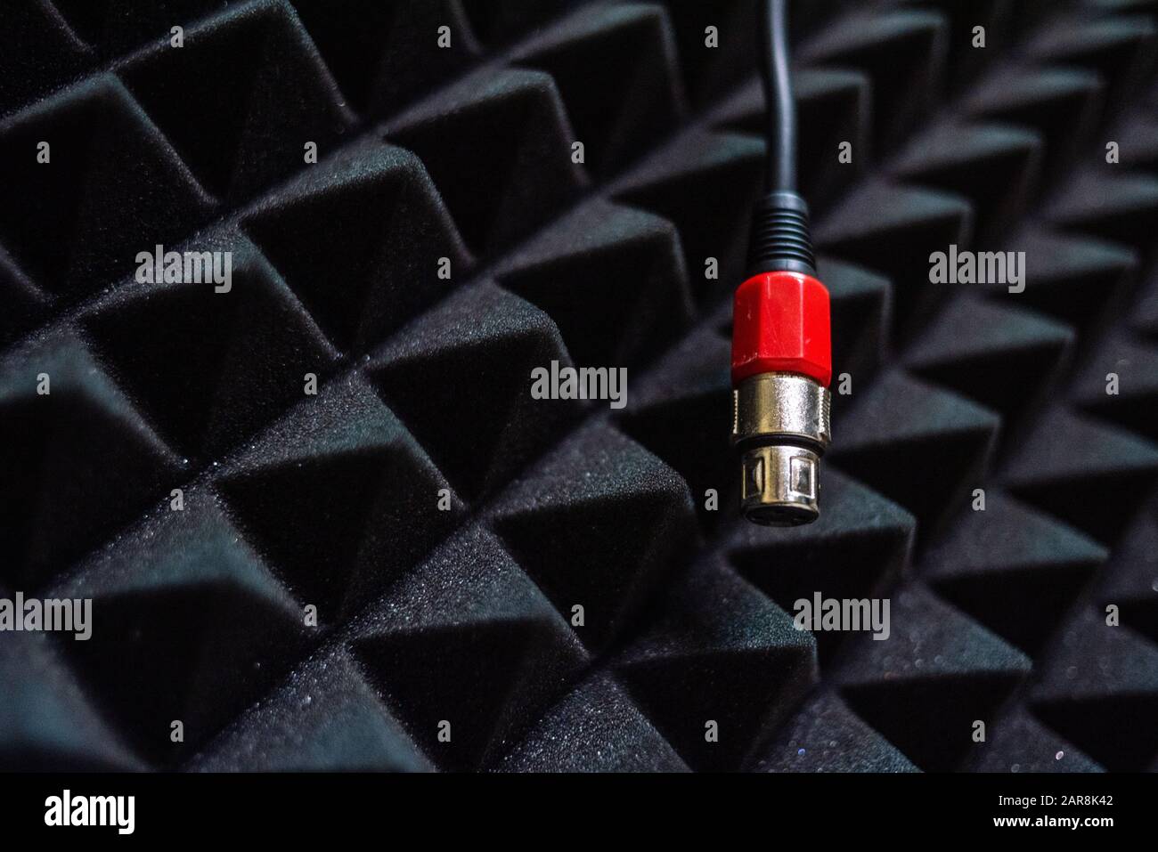 closeup music isolation foam cable sound recording concept studio ...