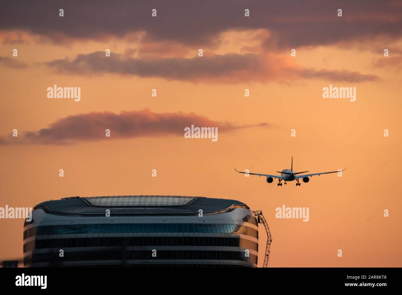 Airplane wing sunset red text hi-res stock photography and images - Alamy