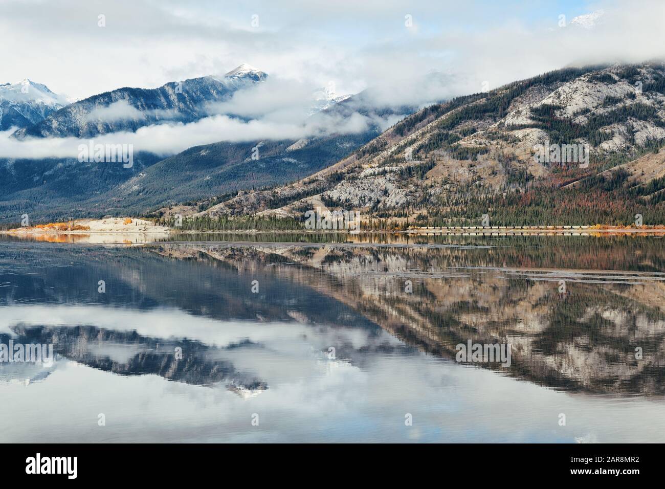 Beautiful water reflection in Jasper National Park in Canada Stock ...