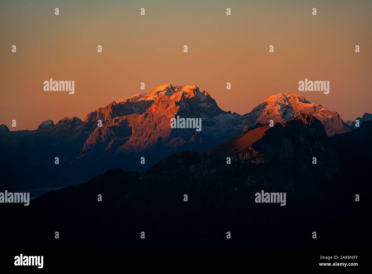 Dolomites sunrise natural landcape in North Italy Stock Photo - Alamy