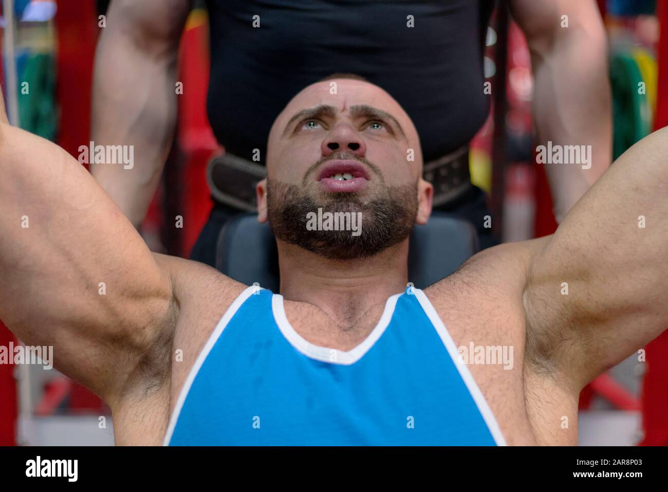 Bodybuilding Motivation. Two Bodybuilders Train Together at the Gym ...