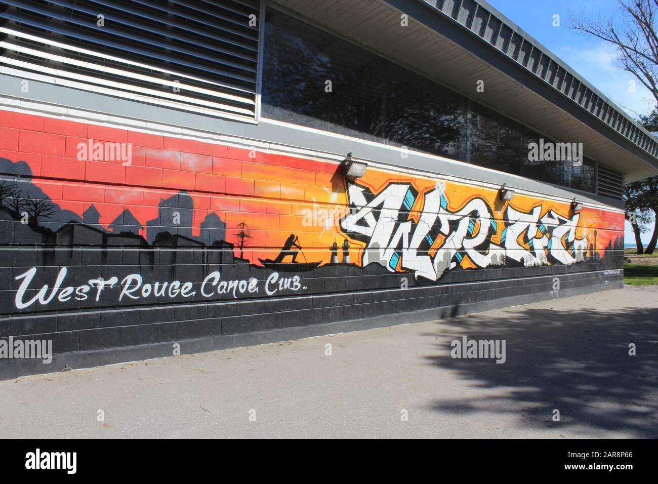 West Rouge Canoe Club mural at Rouge Beach Stock Photo - Alamy