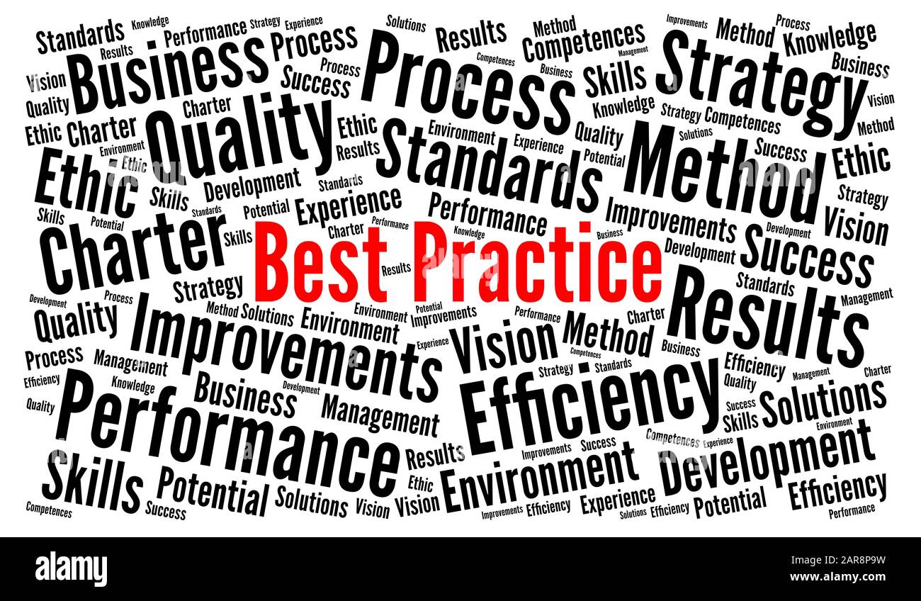 Best practice word cloud illustration Stock Photo - Alamy
