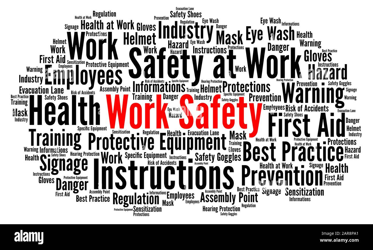 Work safety word cloud illustration Stock Photo - Alamy