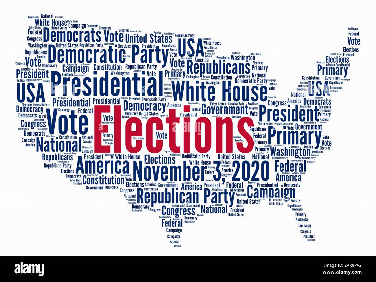 United States of America elections 2020 word cloud Stock Photo - Alamy