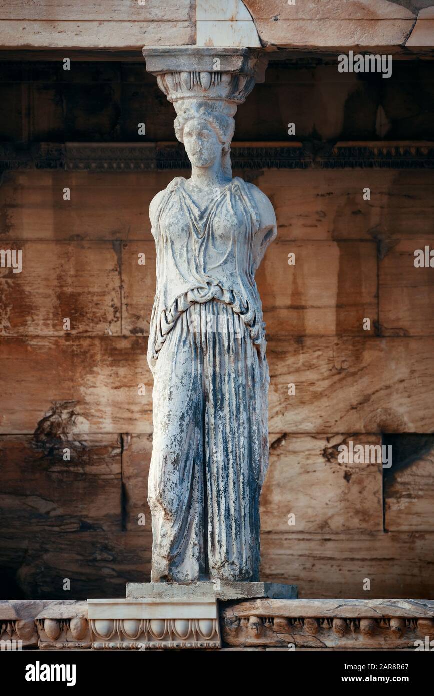 The Porch of the Caryatids of Erechtheion Temple in Acropolis in Athens ...