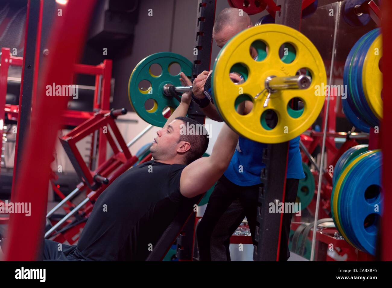 Bodybuilding Motivation. Two Bodybuilders Train Together at the Gym ...